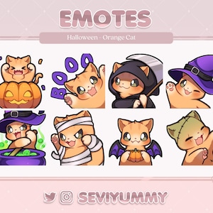 HALLOWEEN Orange Cat Emotes (twitch/discord) - Kawaii - Kitty - Neko ...