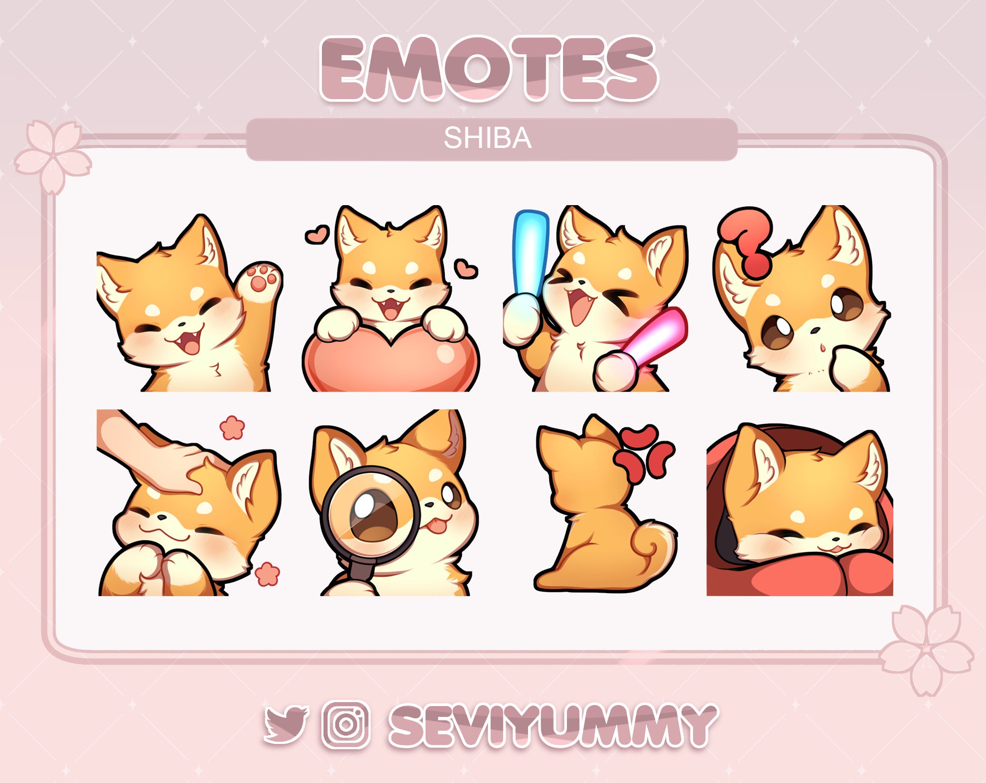Cute Shiba Dog Emotes twitch/discord Kawaii Animal - Etsy