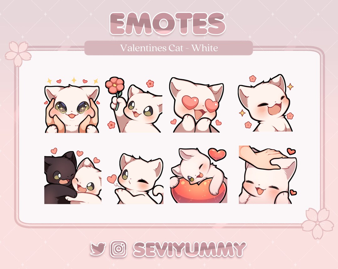 Love/valentines White Cat Emotes (twitch/discord) - Kawaii - Kitty ...