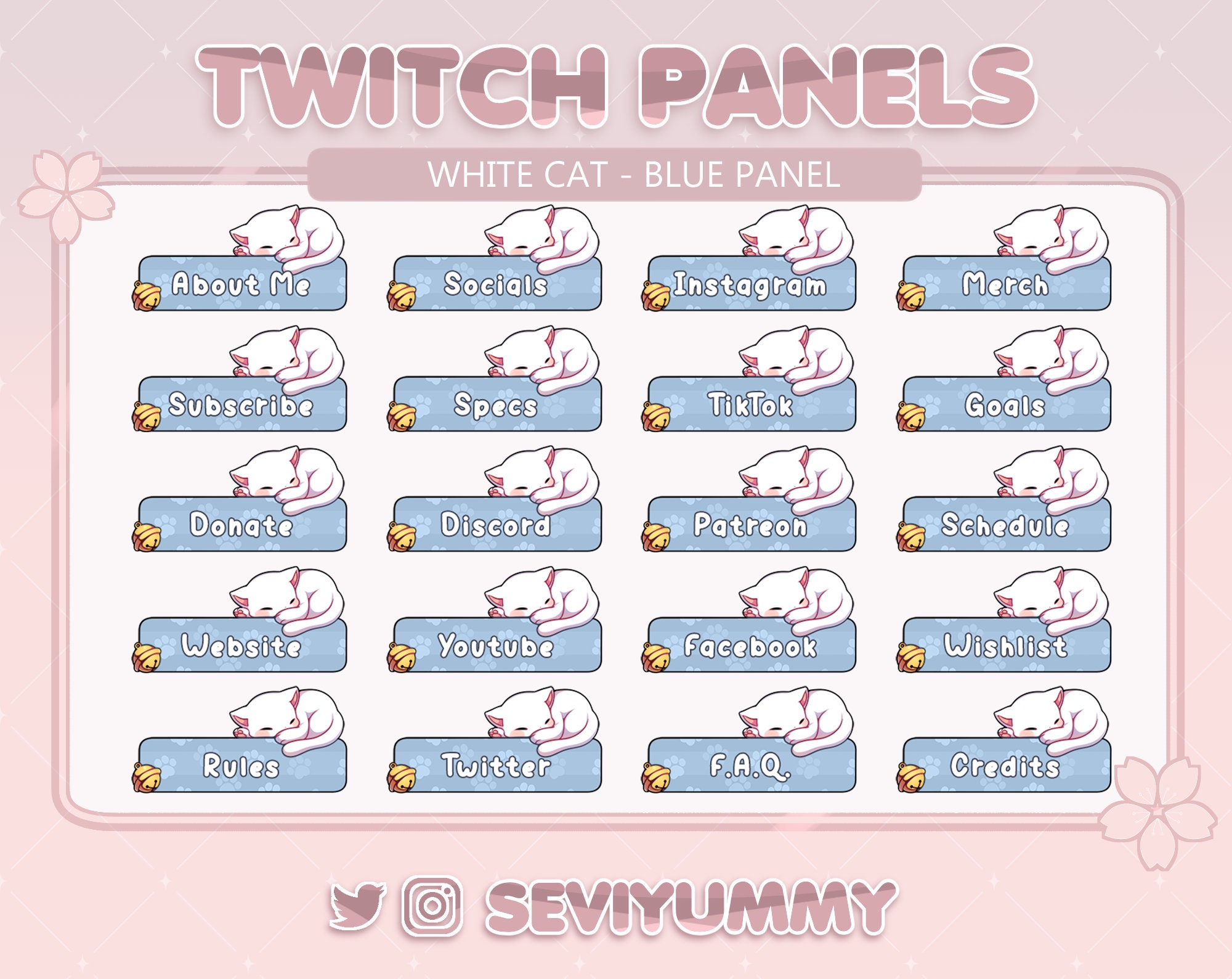 20 Twitch Panels | Cat | Blue | Pretty | Kitty | Cute | Neko - Etsy