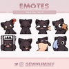 Cute Black Dog Emotes twitch/discord Kawaii Dog Wolf - Etsy