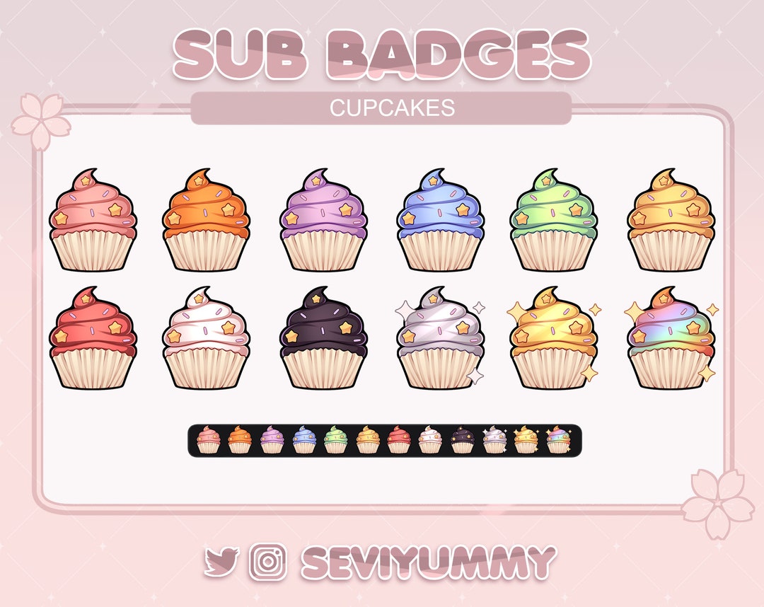 12 Twitch Sub Badges | Cupcake | Food | Pretty | Kawaii | Cute | Stream ...