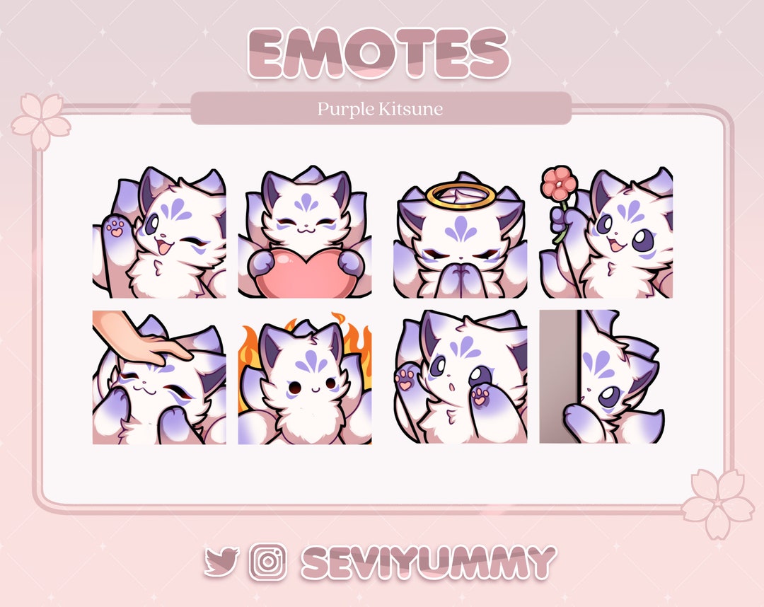 Set #1 Pink Kitsune Emotes (twitch/discord) - Kawaii - Fox - Etsy