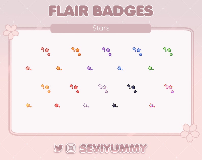 10 Twitch Flair Badges | Stars | Kawaii | Pretty | Cute | Stream - Etsy