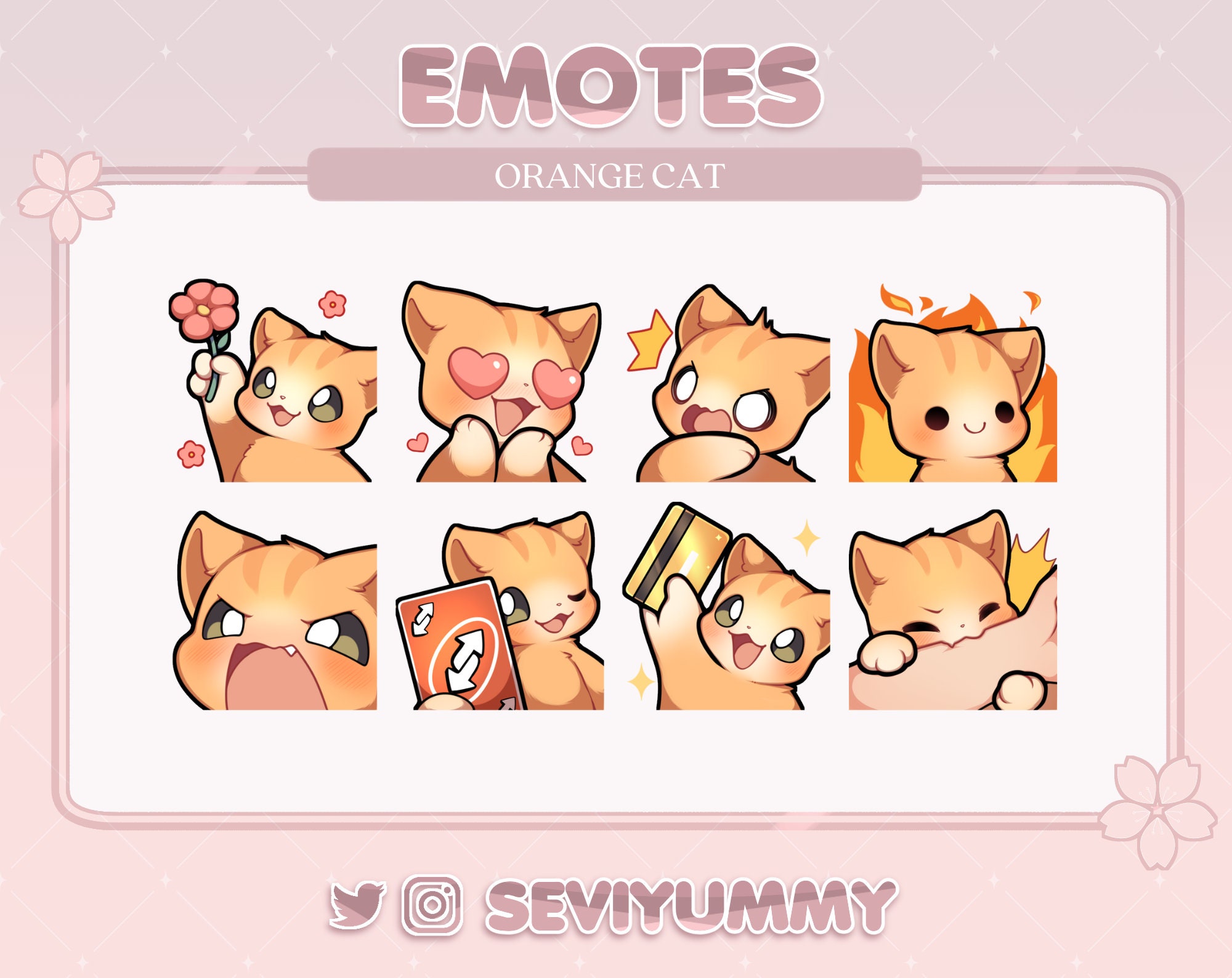 Cute Orange Cat Emotes Twitch/Discord Kawaii Kitty - Etsy México
