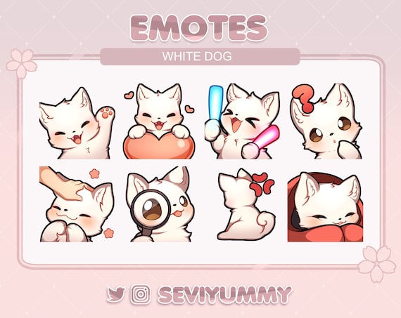Cute White Dog Emotes twitch/discord Kawaii Dog Wolf - Etsy UK