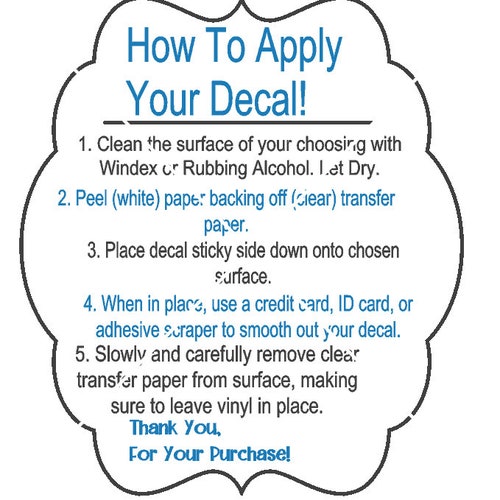 How to Apply a Decal Decal Instructions Care Instructions - Etsy