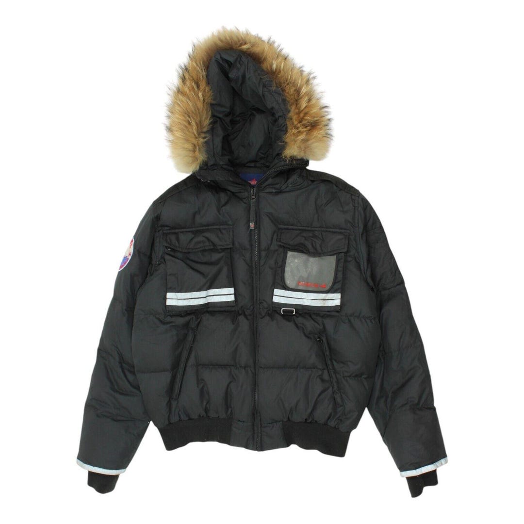 Museum Grey Puffer Jacket | Vintage Mens Outdoors Designer Fur Hooded ...