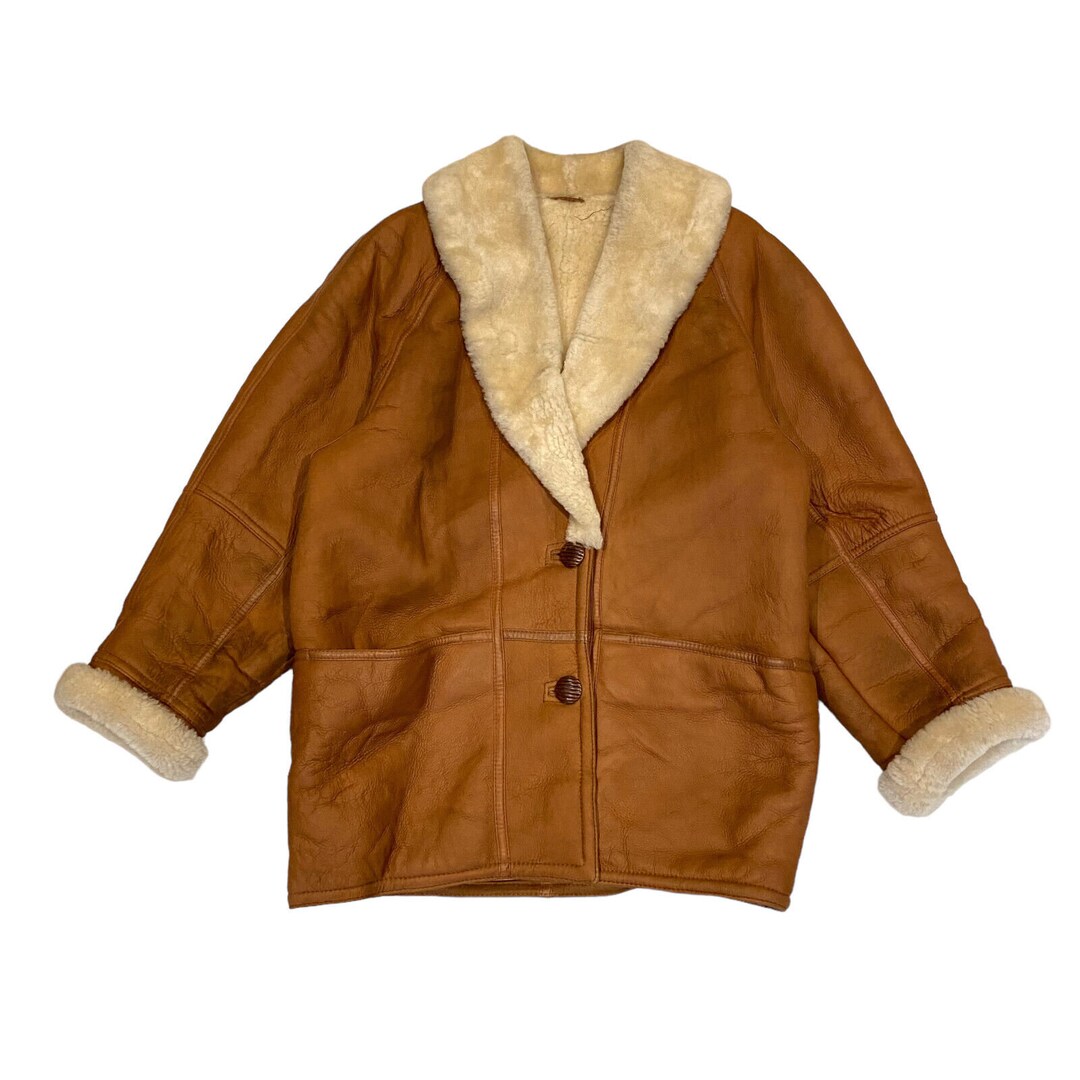 Belfe Women's Real Leather Shearling Coat Vintage - Etsy