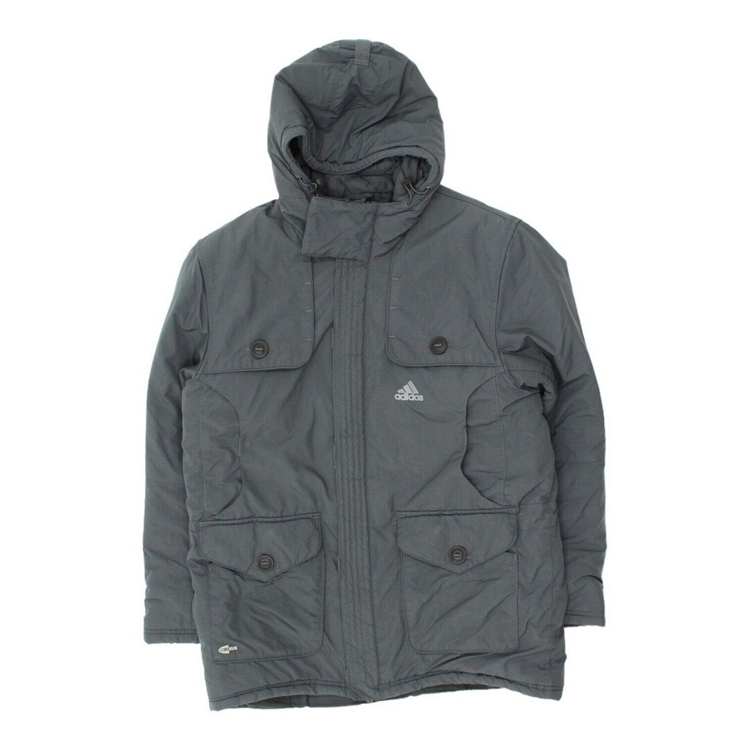 Adidas Mens Grey Hooded Utility Jacket | Vintage High End Designer Coat ...