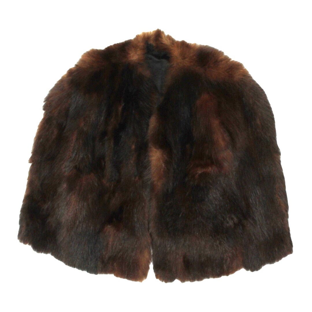 Vintage Womens Real Fur Poncho Style Cape High End Luxury Sleeveless ...