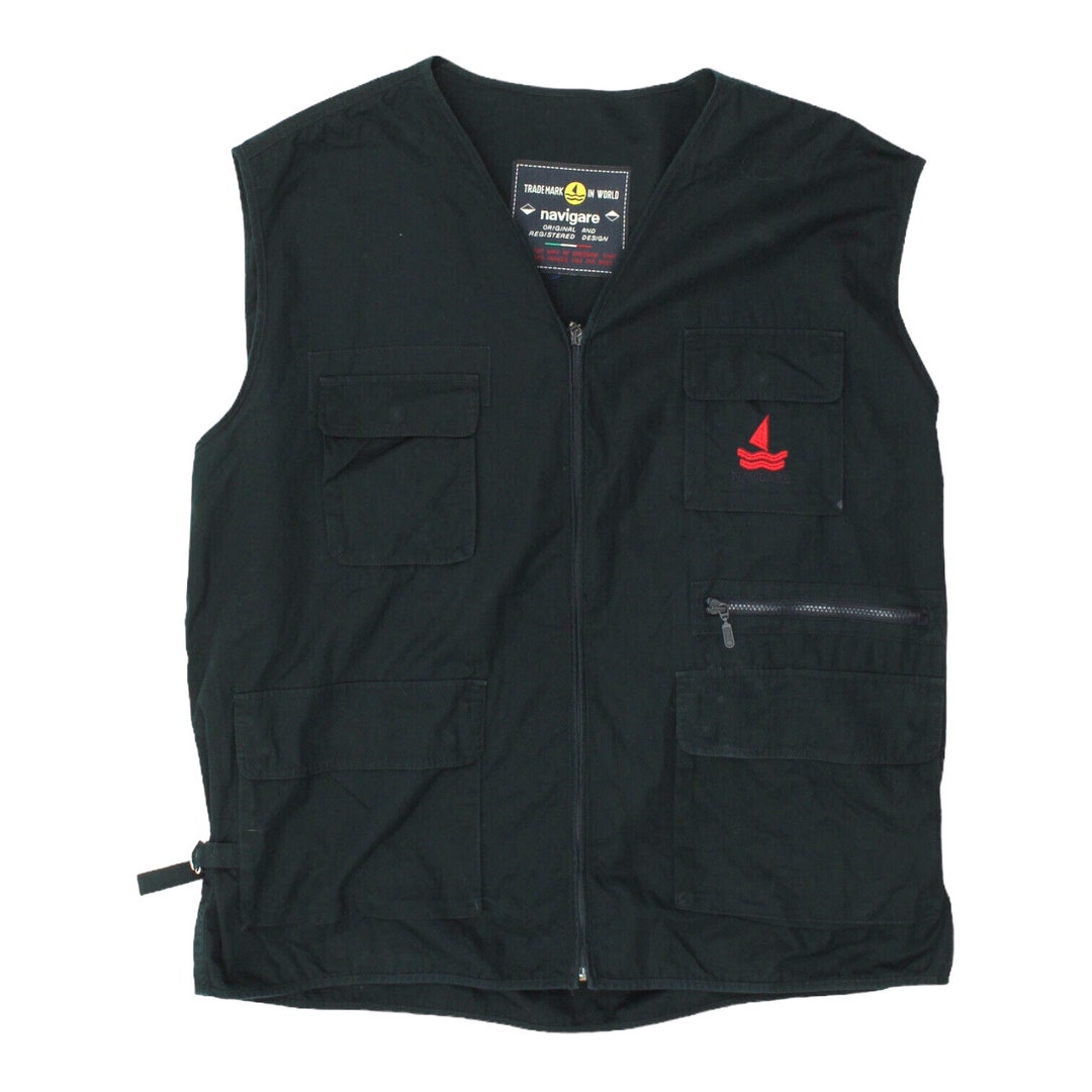 Navigare Mens Navy Full Zip Sailing Gilet | Vintage Designer Sleeveless ...