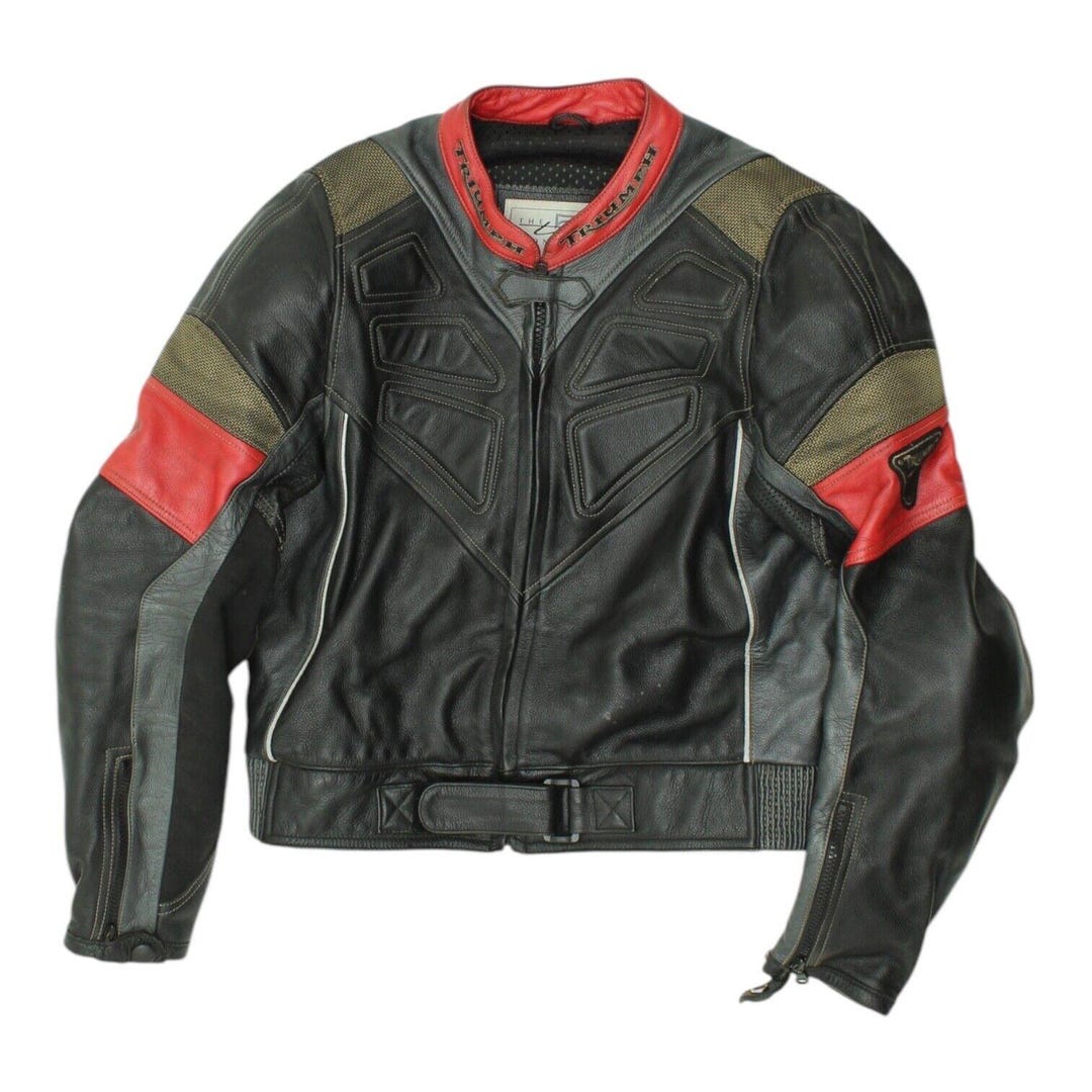 Triumph Leather Motorcycle Jacket | the Triple Connection Mens Black ...