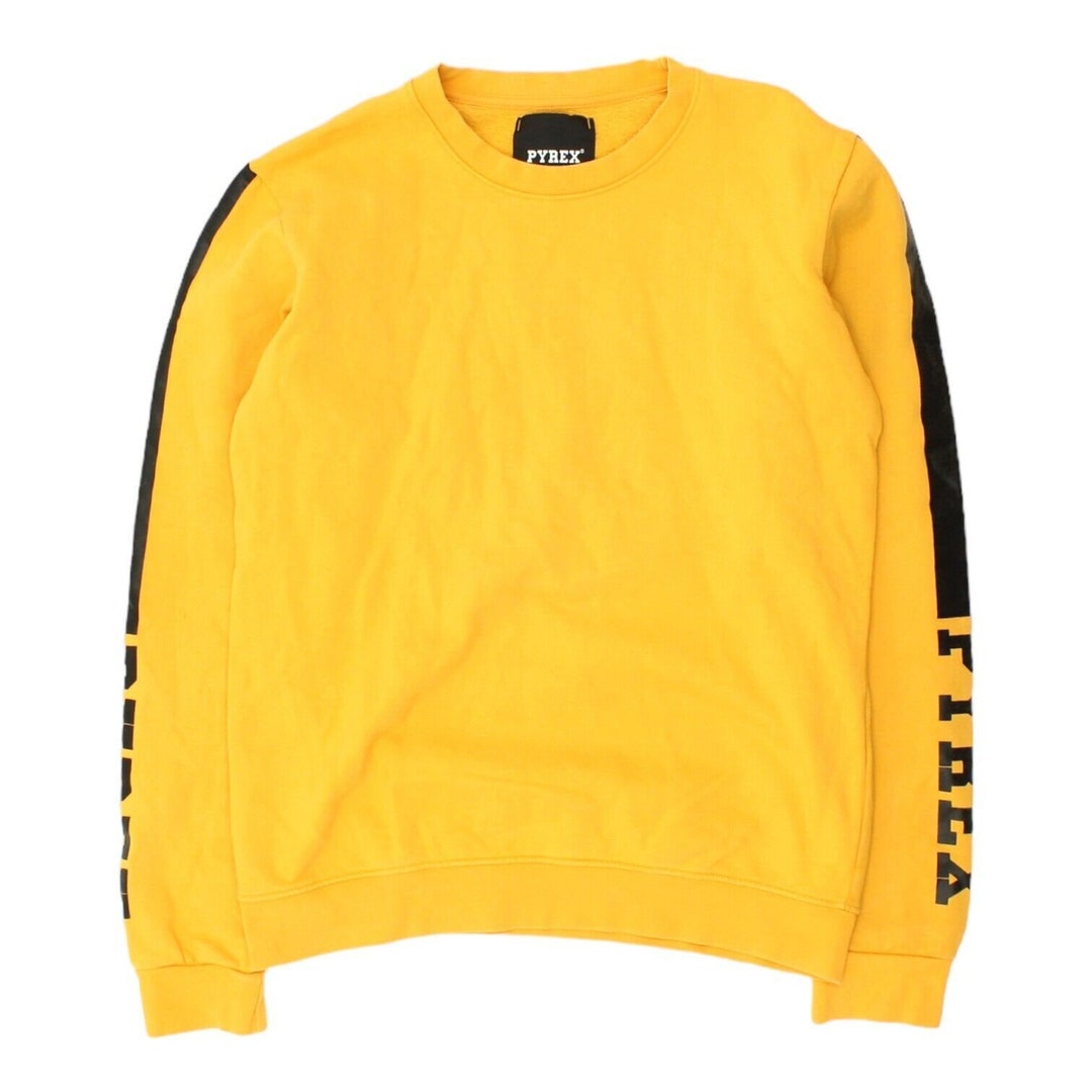 PYREX Mens Yellow Logo Sleeve Crew Neck Sweatshirt | Vintage Designer ...