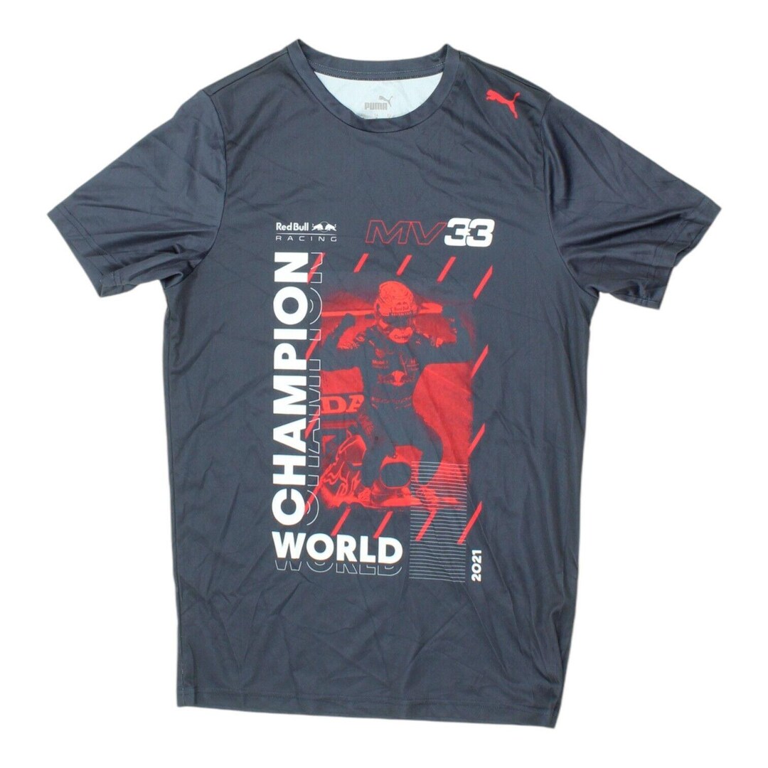 Max Verstappen Champion Tshirt | Puma Mens Navy F1 Red Bull Racing ...