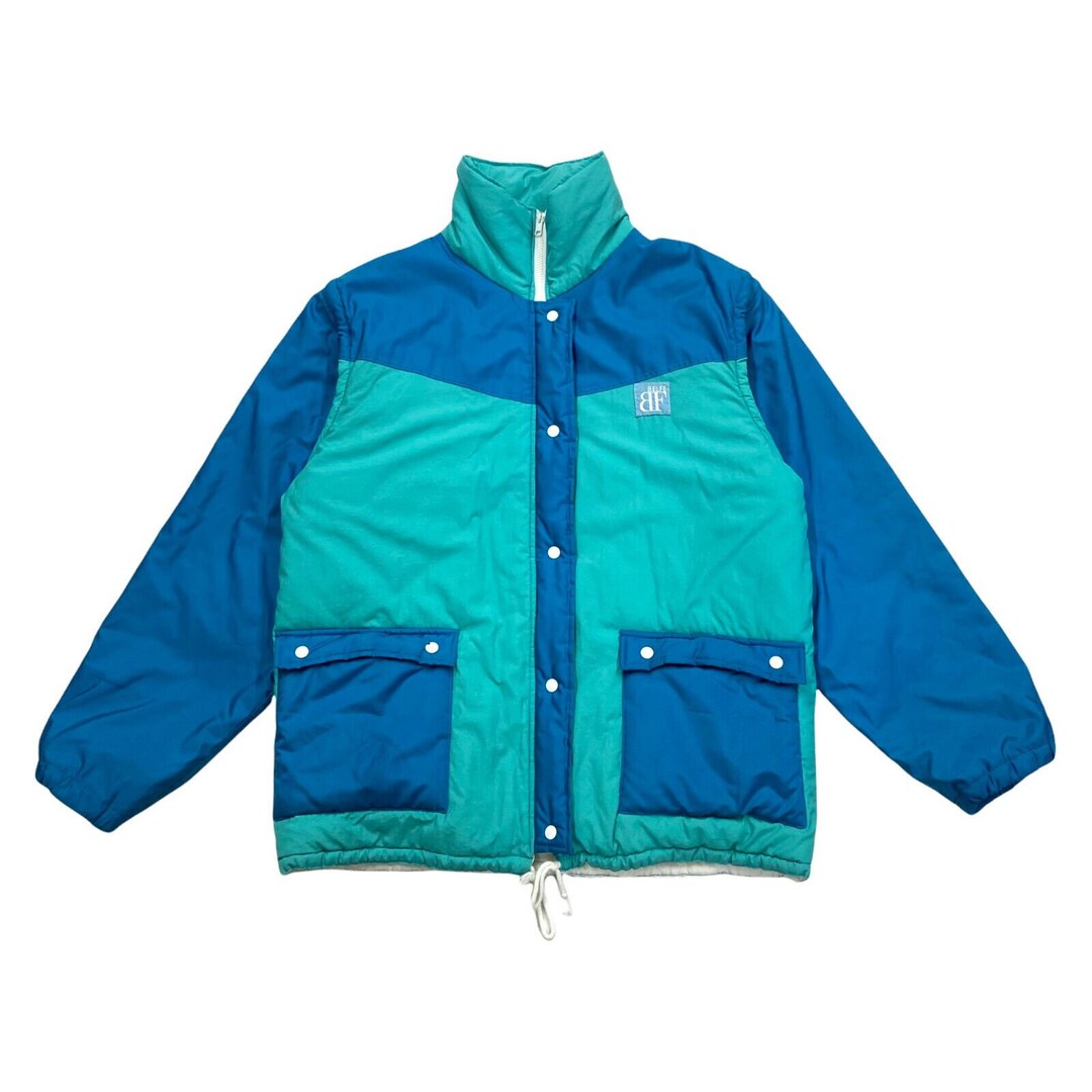 Belfe & Belfe Quilted Zip off Arms Jacket Vintage Designer Blue Green ...