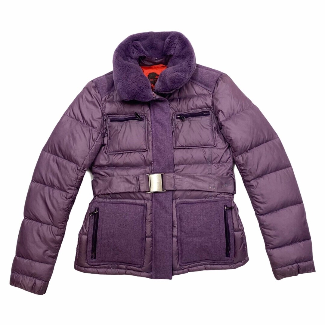 Etro Women's Fluffy Collar Puffer Coat Vintage Designer Purple Hood ...