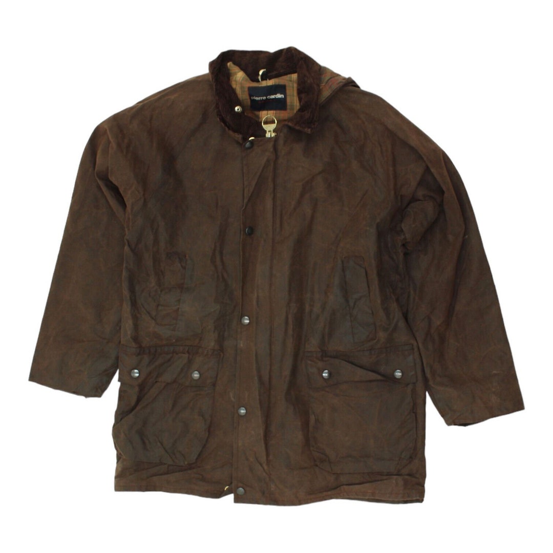 Pierre Cardin Sport Mens Brown Hooded Wax Cotton Coat Vintage Designer ...