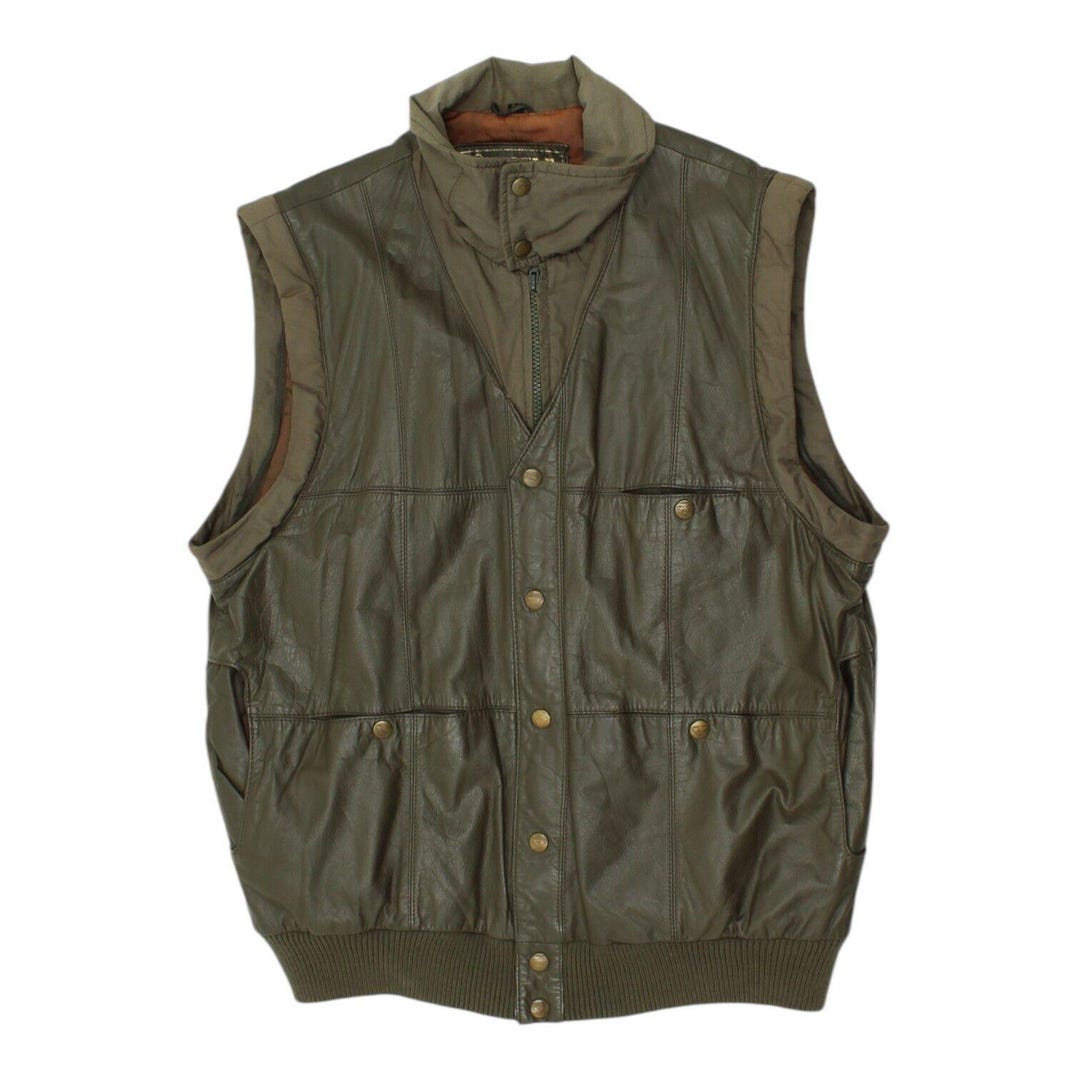 Aigle Quilted Leather Gilet | Vintage Mens Brown Designer Sleeveless ...