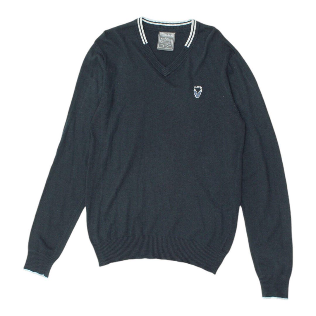 Suéter de punto con cuello en V azul oscuro para hombre de Diesel ...
