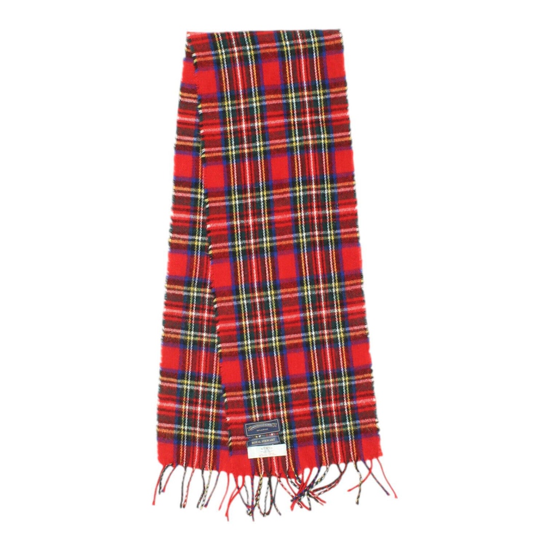 James Pringle Weavers Red Plaid Scarf Vintage Luxury High End Designer ...