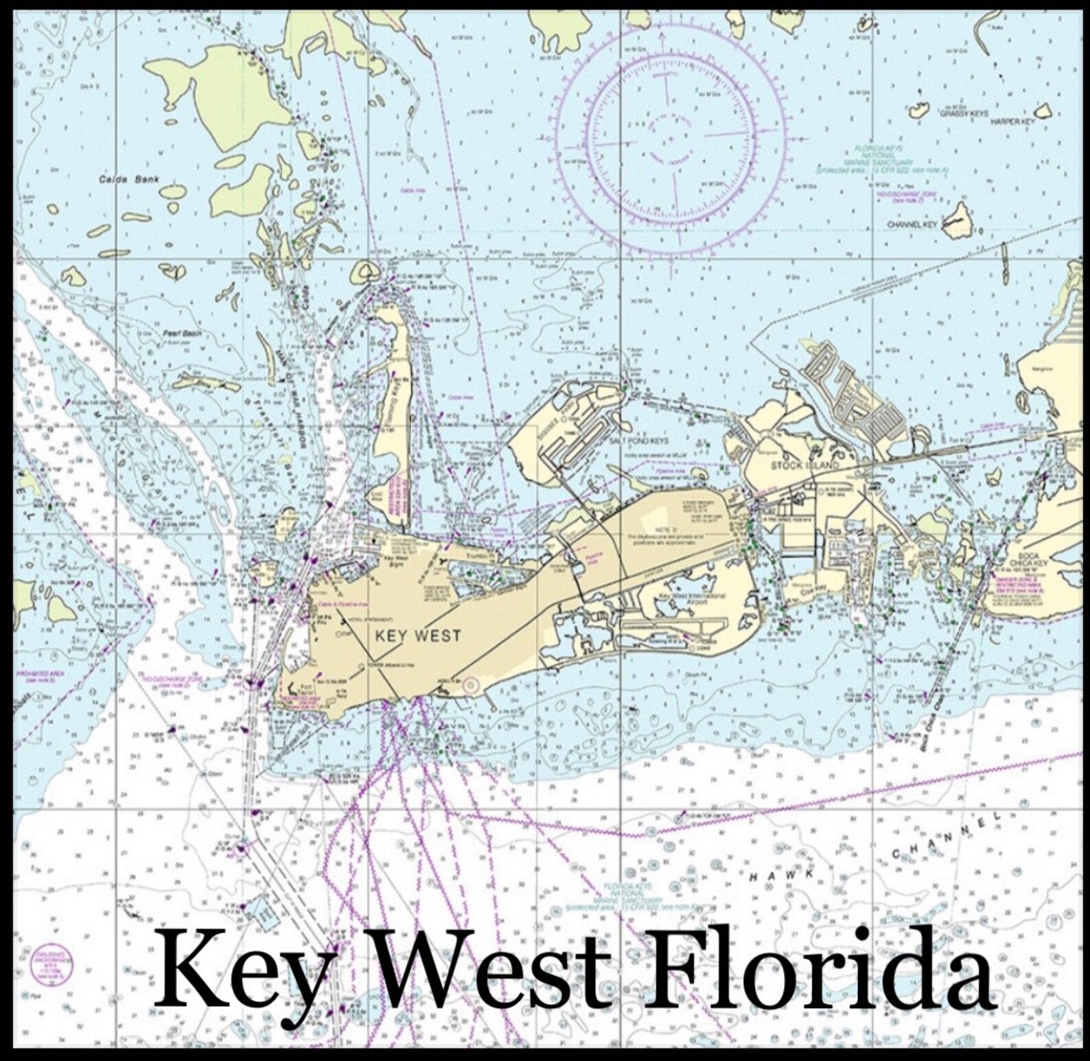 Key West Chart Tee , Key West Nautical Chart T Shirt , SPF 50 , Key ...