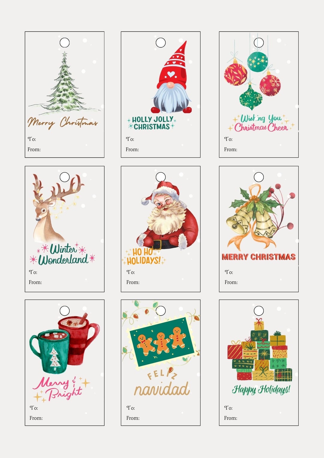 PRINTABLE Christmas Tags, Gift Tags, Christmas Labels, Cute, Graphic ...
