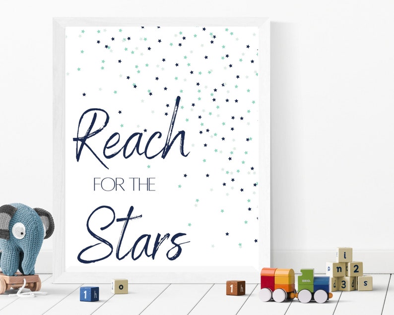 Reach for the Stars, Digital Print, Kids Room Prints, Inspirational Art ...