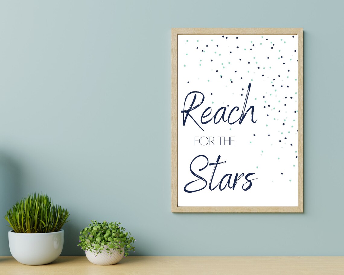 Reach for the Stars, Digital Print, Kids Room Prints, Inspirational Art ...