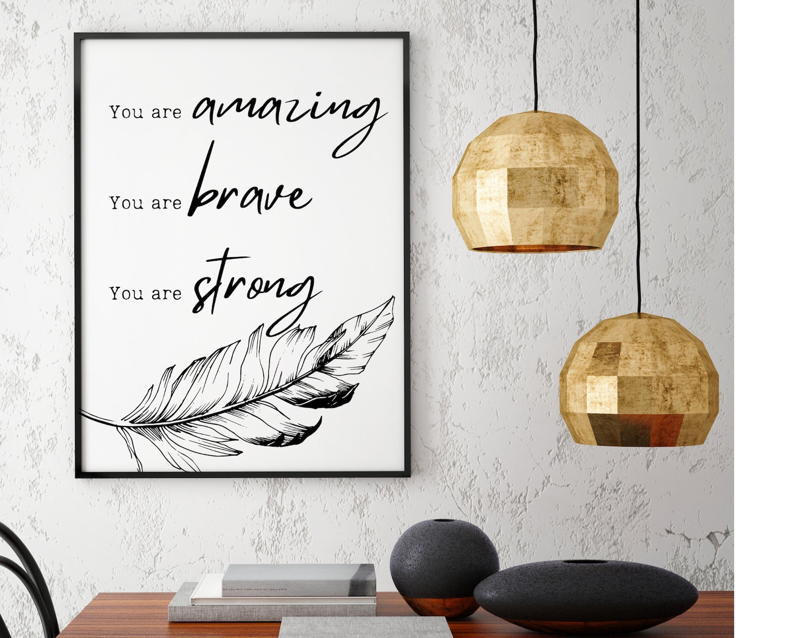 You Are Amazing, You Are Brave, You Are Strong, Inspirational Wall Art ...