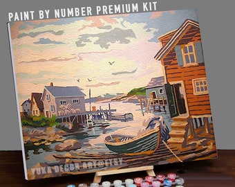Vintage Style PAINT by NUMBER Kit for Adult DIY Boat Dock | Etsy