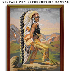 Native American PAINT by NUMBER Kit for Adult , Vintage Style Indian ...
