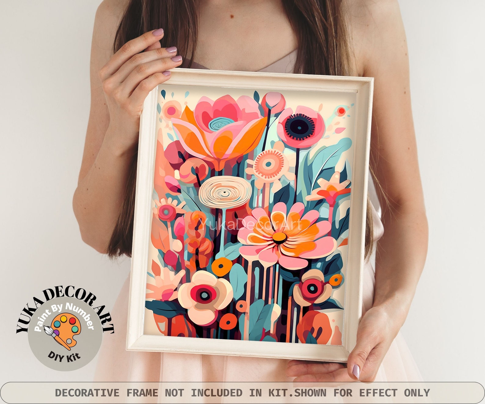 Boho Modern PAINT by NUMBER Kit for Adults Garden Flowers DIY Painting ...