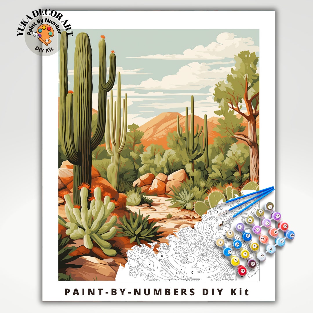 Saguaro Cactus PAINT by NUMBER Kit Adult Cactus Painting DIY by Numbers ...