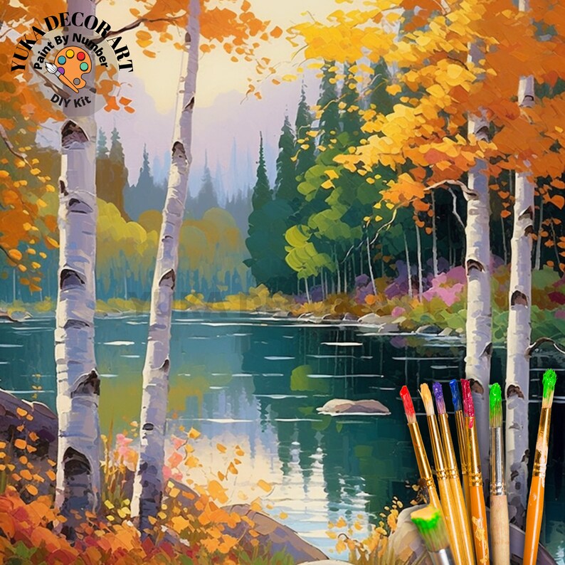 Autumn Forest View PAINT by NUMBER Kit Adult Nature Painting DIY by ...