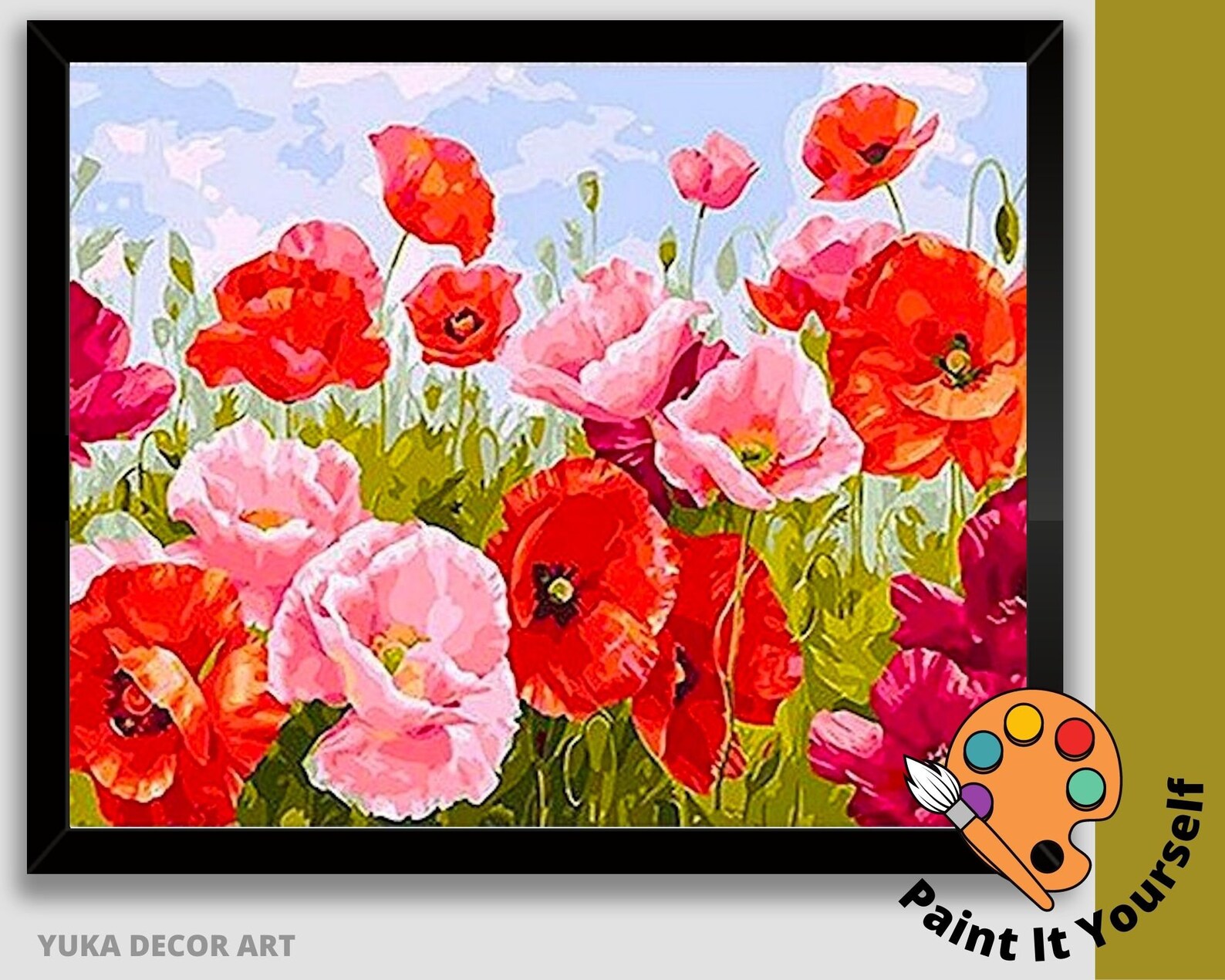 Red Poppy Flowers PAINT by NUMBERS Kit for Adult & KidsValley | Etsy