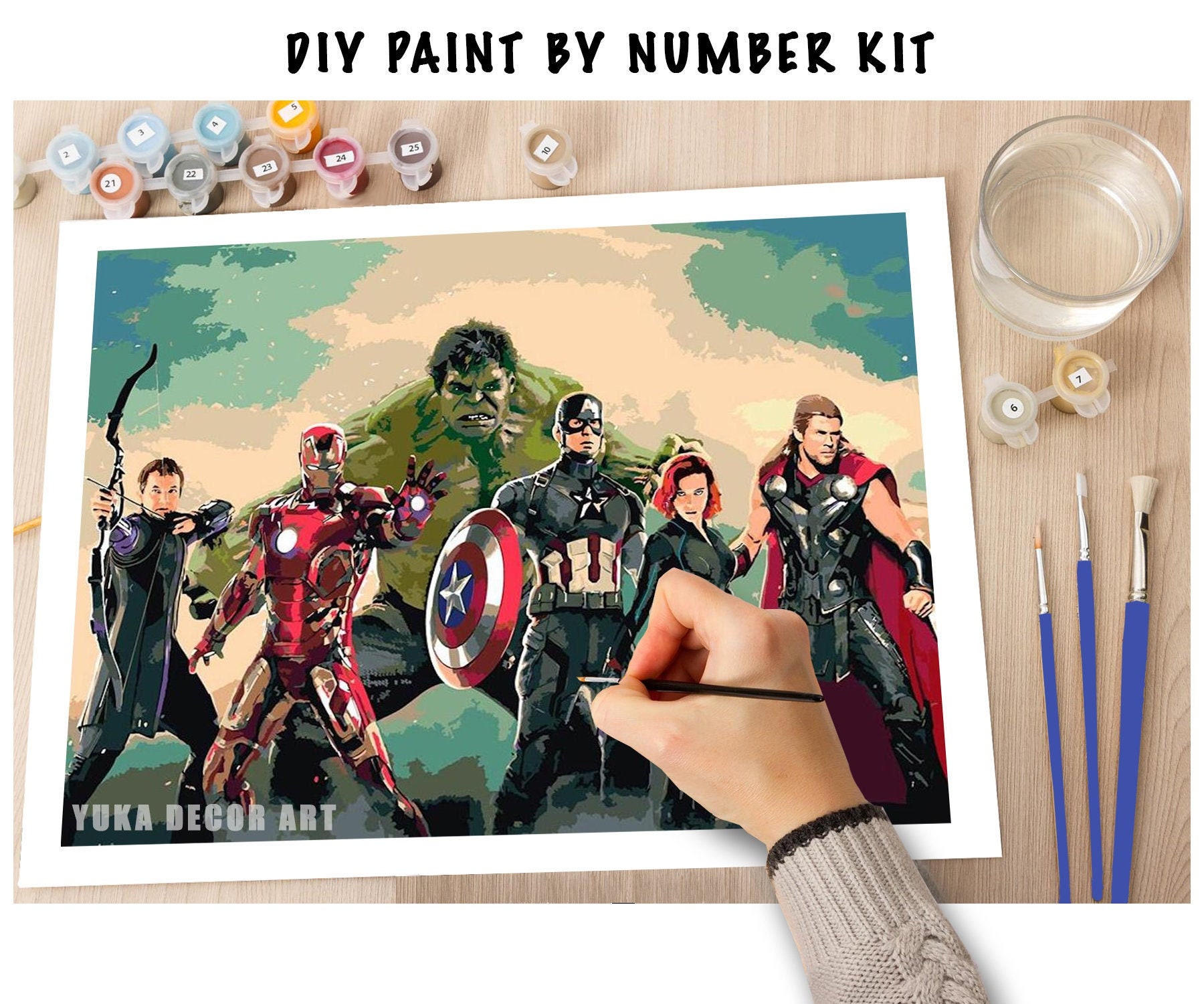 PAINT by NUMBER Kit Kids Avengers Team Superheroes ArtEasy | Etsy
