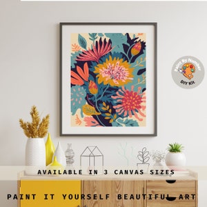 PAINT by NUMBER Kit for Adults Modern Flowers Boho Whimsical Art Easy ...