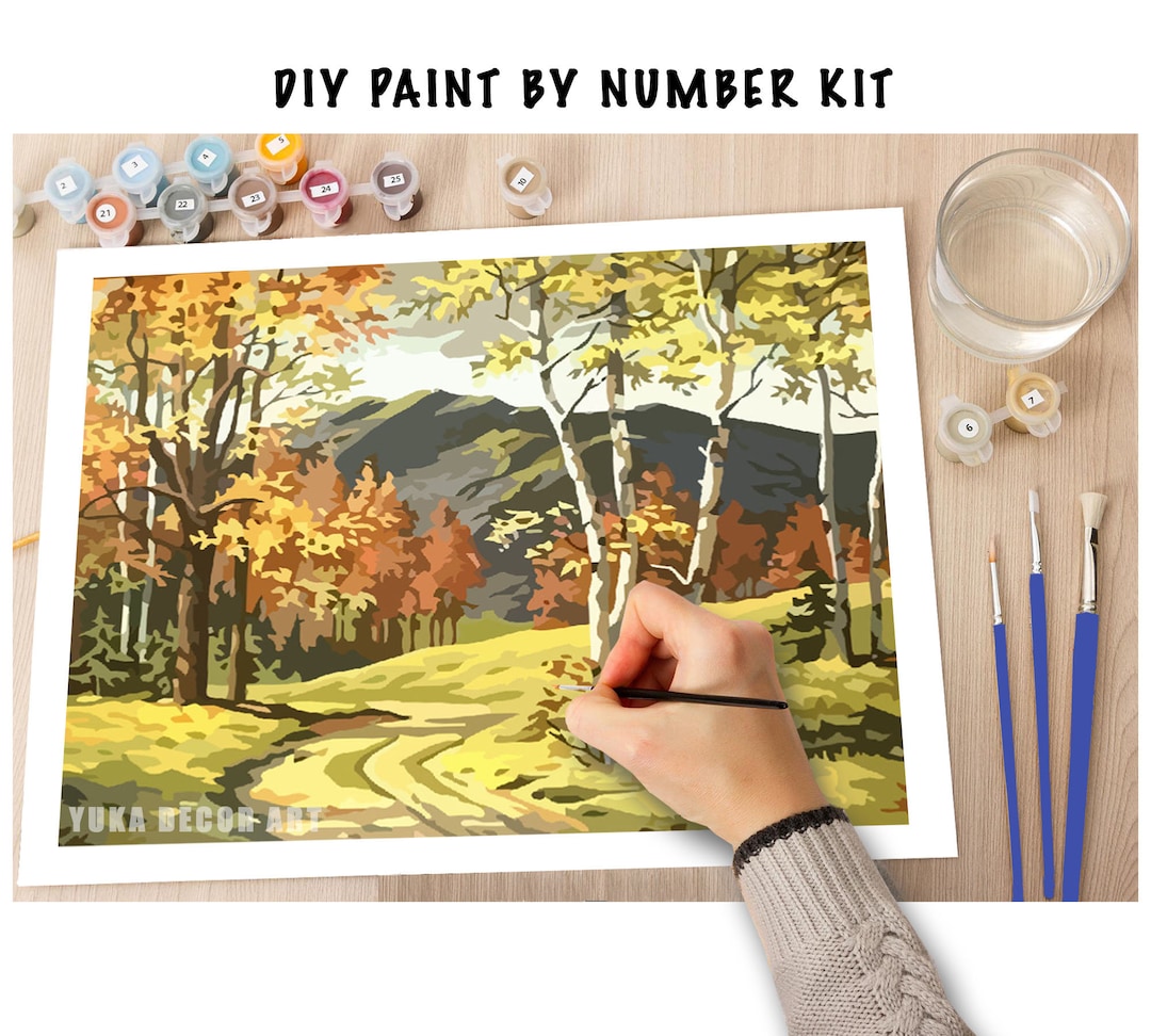Autumn Trees PAINT by NUMBER Kit for Adult DIY Nature - Etsy