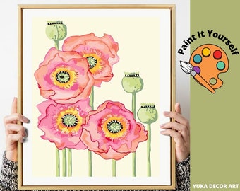 Abstract Flowers PAINT by NUMBER Kit for Adults garden | Etsy