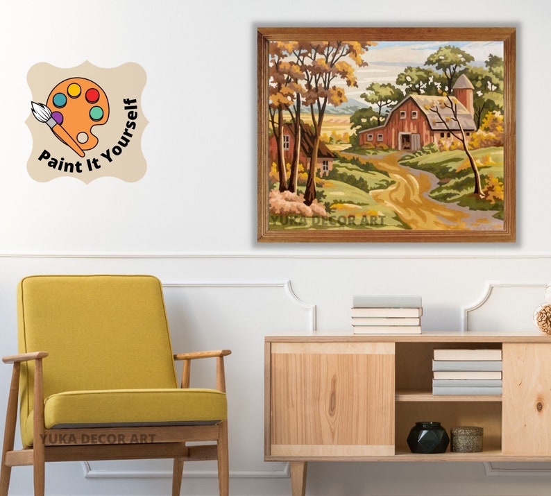 Countryside Barn House PAINT by NUMBER Kit for Adult , DIY Nature ...