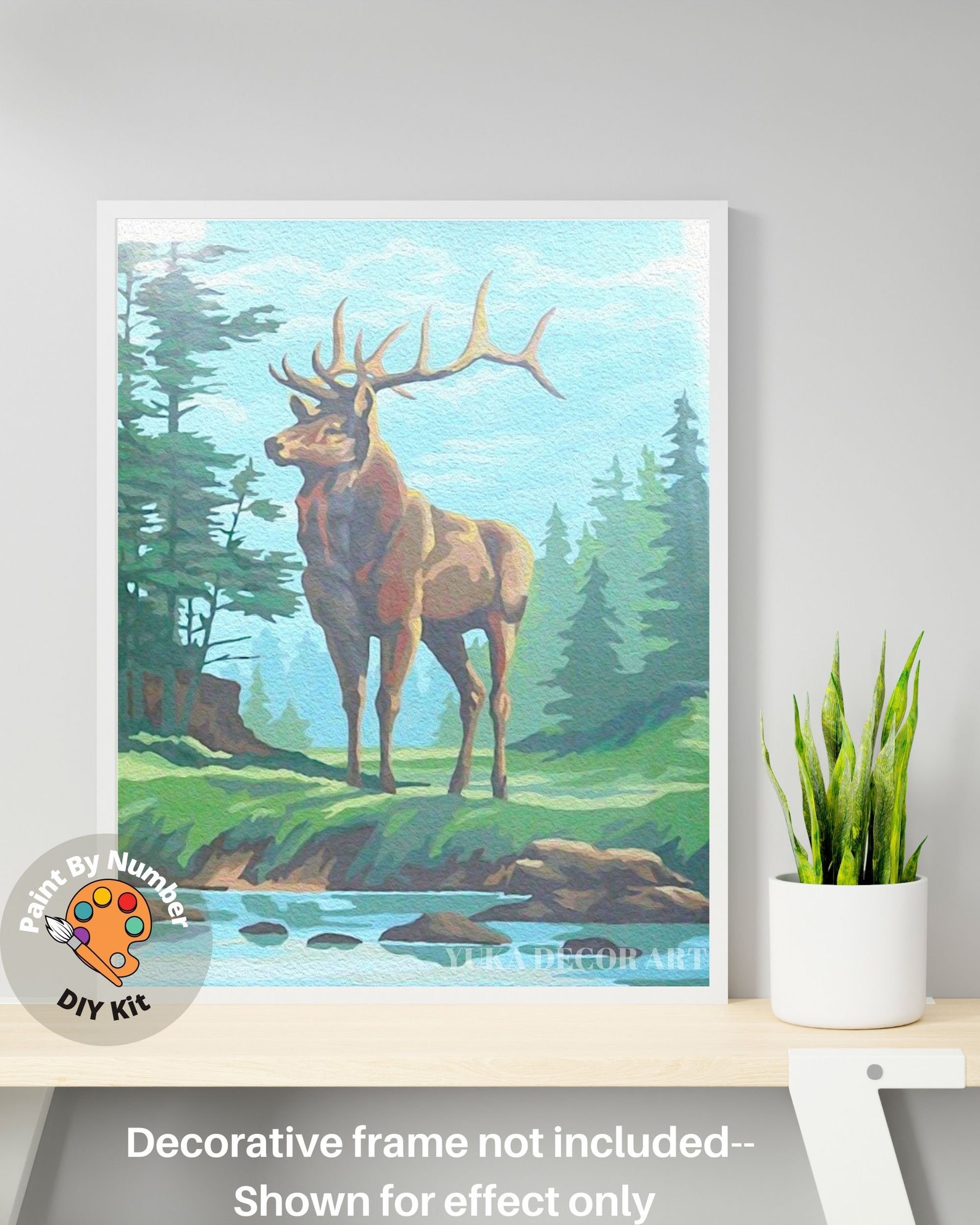 Mountain Antler PAINT by NUMBER Kit Adultvintage Style Forest - Etsy