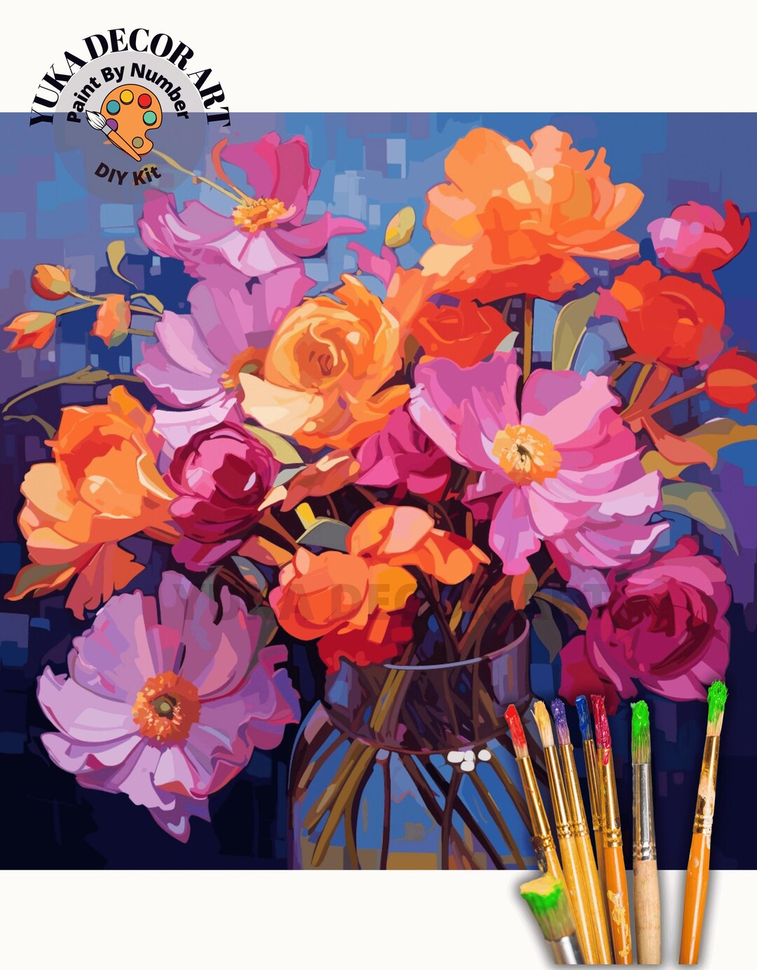 Pink Flowers PAINT by NUMBER Kit Adult, Spring Flowers in Vase Art ...