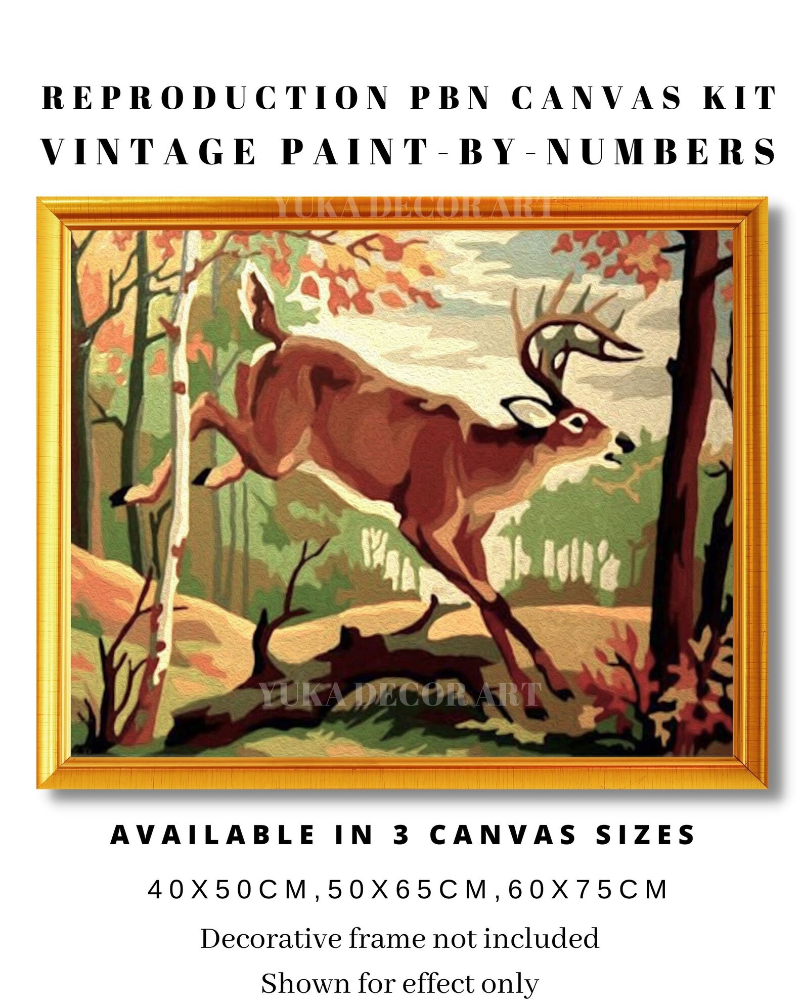 Running Deer PAINT by NUMBER Kit Adult Mountain Forest | Etsy