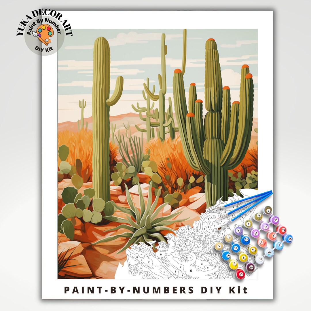 Vintage Desert PAINT by NUMBER Kit Adult Painting DIY by Numbers ...