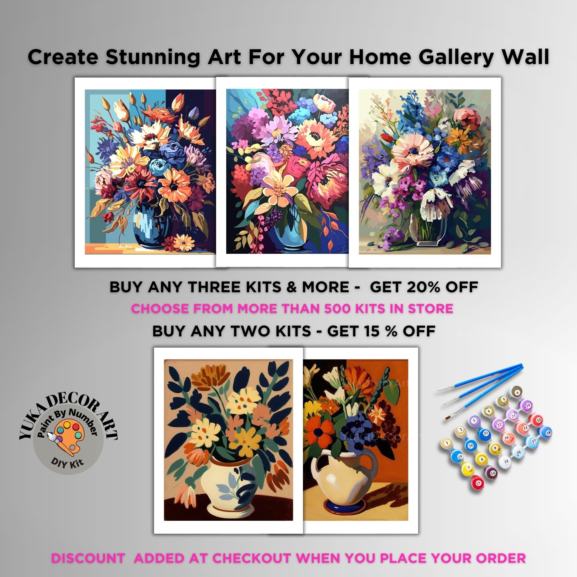 Vintage Flowers PAINT by NUMBER Kit Adult Matisse Style Art Floral ...