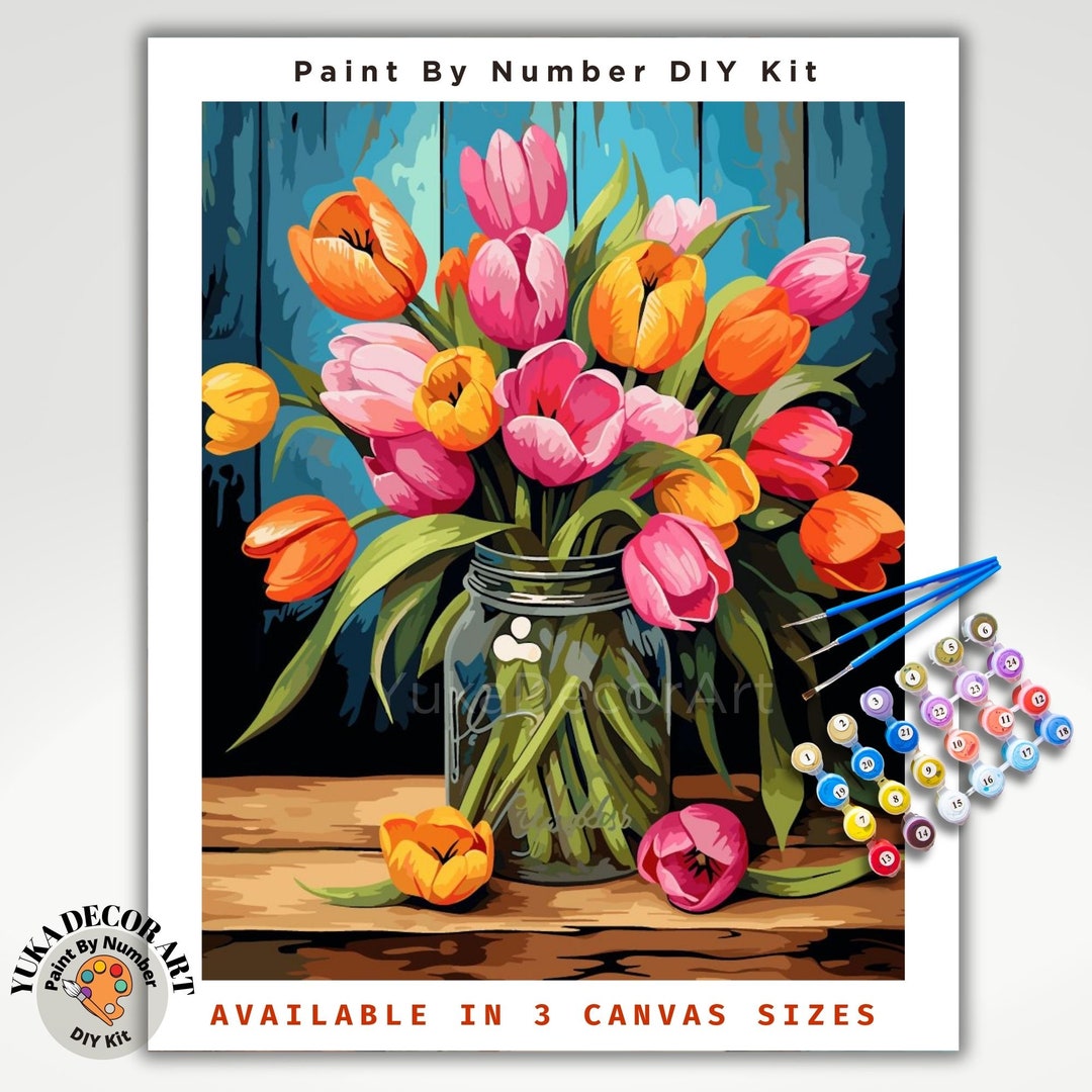 Tulips PAINT by NUMBERS Kit for Adults vase of Flowers Still Life DIY ...