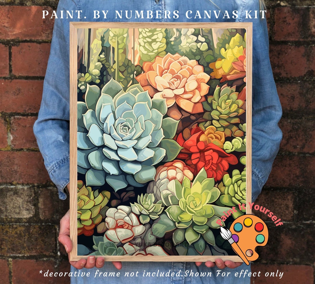 Succulents PAINT by NUMBERS Kit Adult Garden Lover Gift Easy DIY ...