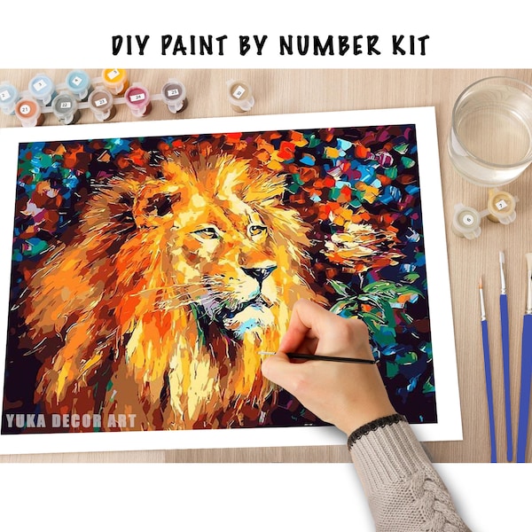Lion Paint by Numbers - Etsy