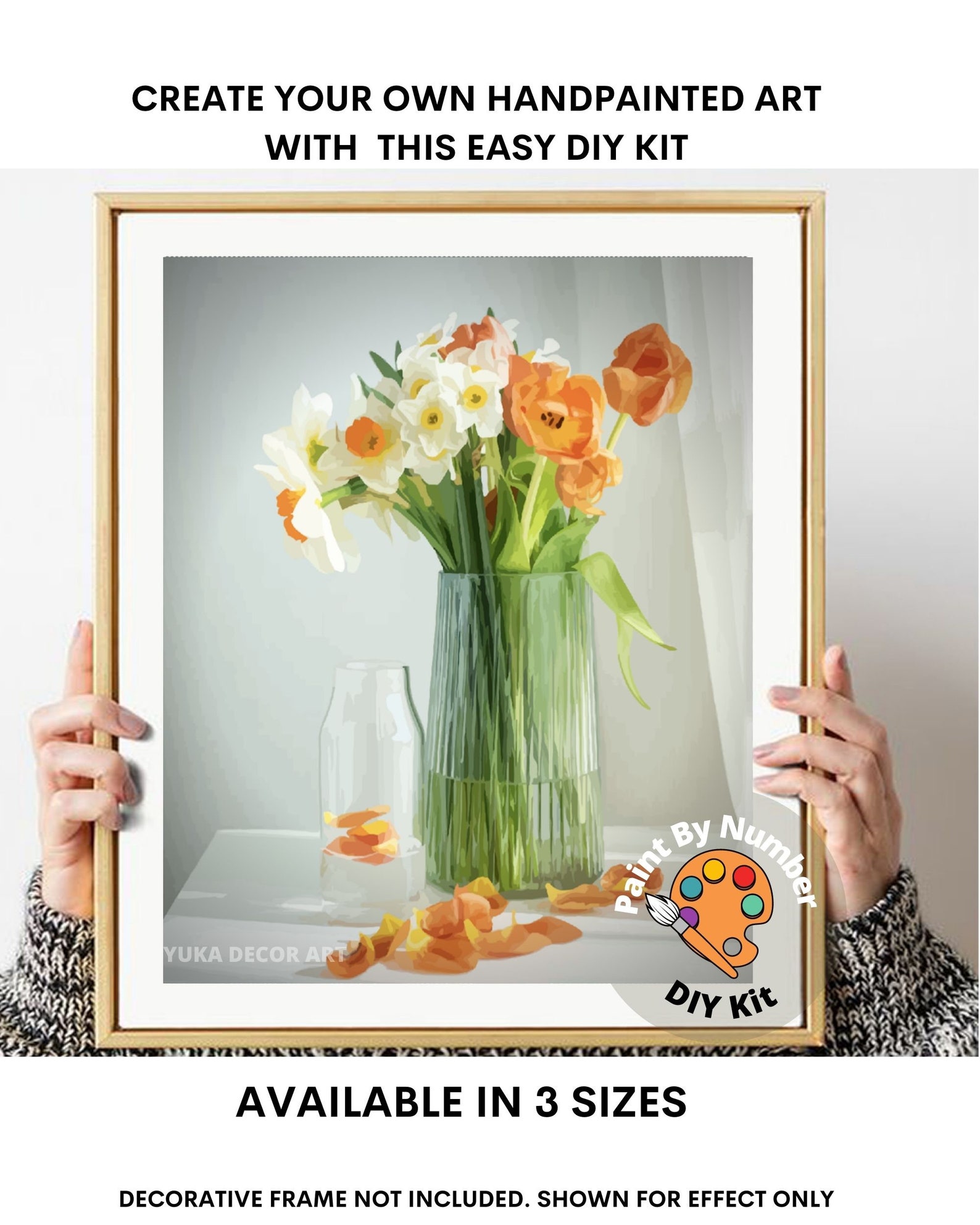 Floral PAINT by NUMBER Kit Adult, Flowers in Vase , Still Life ...